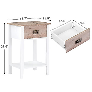 VECELO Nightstands Set of 2, Side End Table with Drawers for Bedroom, Living Room Sofa Bedside, Vintage Accent Furniture Small Space Storage Cabinet, Solid Wood Legs