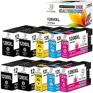 Miss Deer 10 Pack 1200XL Pigment Ink Cartridges Compatible for Canon PGI-1200XL PGI 1200 XL, High Yield Work with Maxify MB2720 MB2050 MB2350 MB2320 MB2020 MB2120 (4BK,2C,2M,2Y)