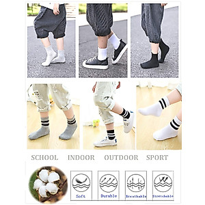 Oohmy Boys Socks 12-Pack Boys' and Girls Unisex Socks Cotton Athletic Ankle Socks Kids Toddler (Mid-Gray, XL (13-15 years old))