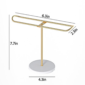 Julysky Metal Headband Holder,Headband Display Stand,Bracelet Holder, Claw Clip Organizer, Gold Headband Organizer, Hair Accessories Organizer Storage, Hair Tie Organizer for Women(White and Gold)