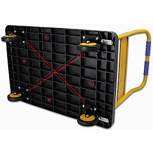 Platform Truck Platform Truck Metal Flatbed Cart with Mute Wheels Flat Handtruck Foldable Handle Flatbed Cart Modern Moving Dolly Cart 500kg Reliable