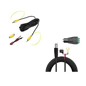 GreenYi Upgraded Double-Shielded RCA Video Cable for Monitor and Backup Rear View Camera Connection (19.69FT / 6M) + 20FT DC Power Extension Cable