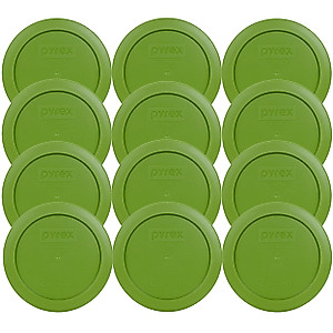 Pyrex 7200-PC Lawn Green Plastic Food Storage Replacement Lids - 12 Pack Made in the USA