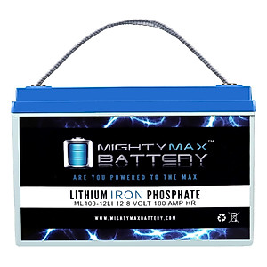 Mighty Max Battery ML100-12LI - 12 Volt 100 AH Deep Cycle Lithium Iron Phosphate (LiFePO4) Rechargeable and Maintenance Free Battery (1 Pack)