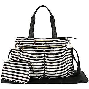 YESLAU Diaper Bag Tote with Changing Pad and Wallet Large Travel Diaper Tote for Mom Star Print 3Pcs Set