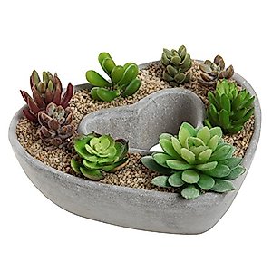 MyGift Gray Cement Succulent Plant Pot with Drainage Hole, Heart Shaped, for Indoor Plants Cactus, Flowers, Home Decor, Wedding Decor, Birthday Party Decor