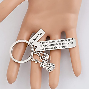 FUSTMW Violin Teacher Gifts Music Teacher Keychain Thank You Gift for Violin Teacher Appreciation Gift Music Teacher Retirement Gift (silver)