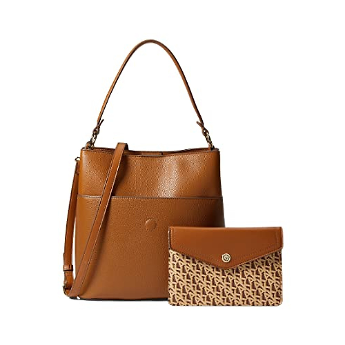 Anne Klein 2 for 1 hobo w/Logo Pouch, Saddle/Saddle/Tonal AK Bias Saddle