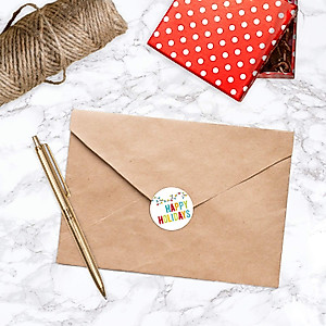 String of Lights Happy Hoildays Stickers / 500 Festive Christmas Lights Labels / 1.5" Small Business Holiday Label/Winter Envelope Seals/Made in The USA