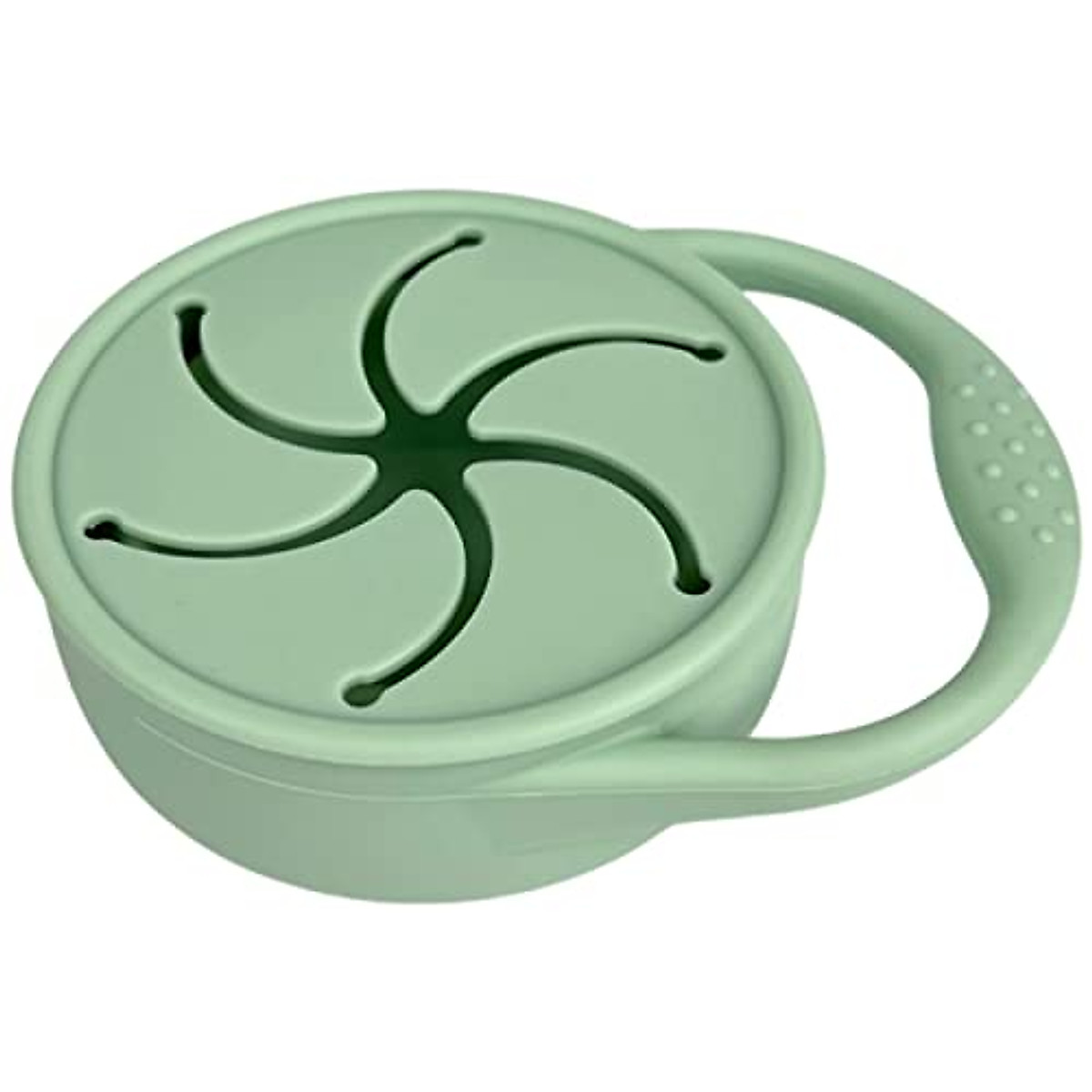 BraveJusticeKidsCo | Snack Attack Cup Collapsible Silicone Container Toddler and Baby Catcher Lid (Mint Green)