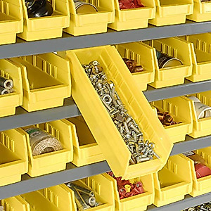 Global Industrial 13 Shelf Steel Shelving with (96) 4" H Plastic Shelf Bins, Yellow, 36x12x72