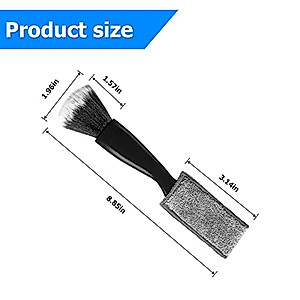 AUCELI Double Head Brush for Car Clean, Soft Nylon Hair and Coral Fleece, Auto Exterior Interior Detailing Brushes, Vehicle Cleaning Kit for Wheels, Engine Bay, Leather Seats, Air Vents (Black/2PCS)