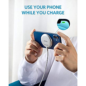 Magnetic Wireless Charger, Anker Wireless Charger with 5ft Built in USB-C Cable, PowerWave Magnetic Pad, 7.5W Charging for iPhone 13 / 13 Pro / 13 Pro Max / 13 mini / 12 / 12 Pro (No AC Adapter)