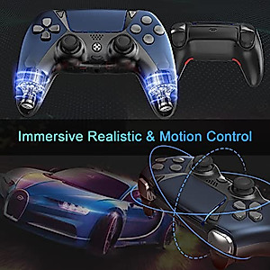 AUGEX Wireless Controller for Playstation 4 Controller, Ymir Game Remote for PS 4 Controller with Turbo, Steam Gamepad Work with Back Paddles (Midnight Blue)