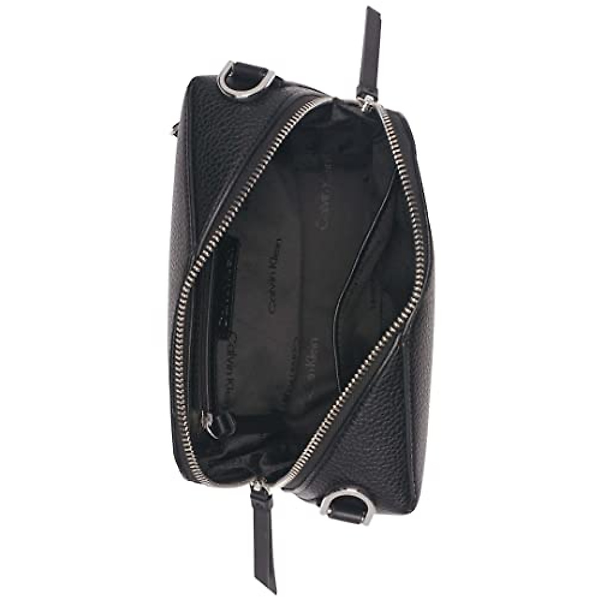 Calvin Klein Brenda Top Zip Crossbody, Black/Silver