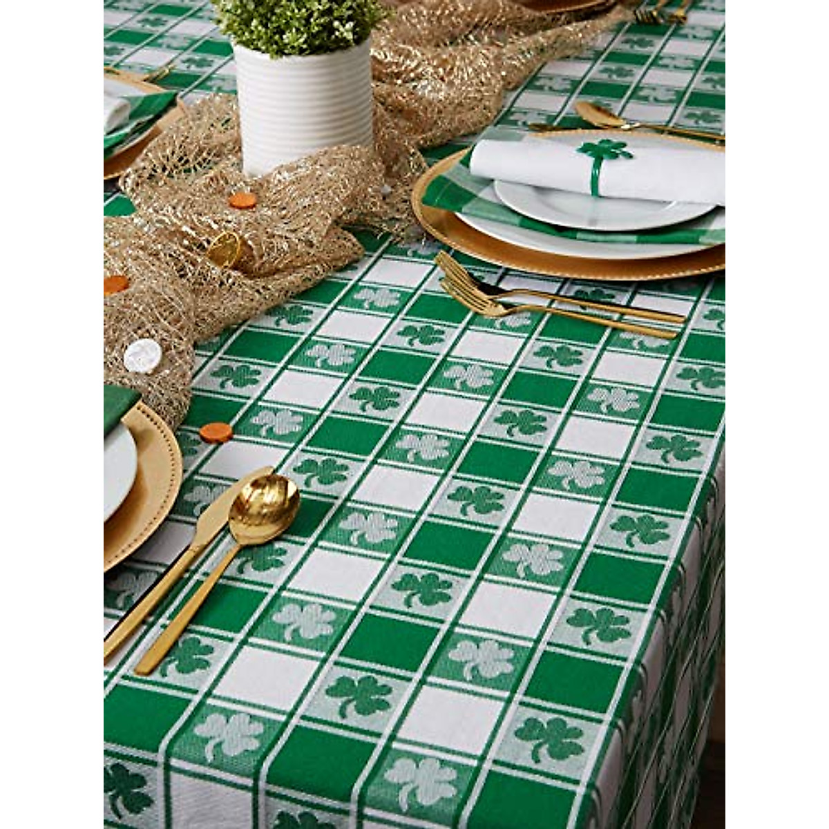 DII St. Patrick's Day Collection Tabletop, Tablecloth, 60x84, Shamrock Check