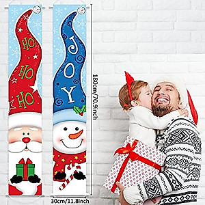 Christmas Banner Decorations Merry Christmas Porch Sign Door Banner Christmas Hanging Banner Outdoor Xmas Banner Hanging Decor for Winter Christmas Holiday Theme Party Supplies (Santa, Snowman)