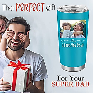 YESCUSTOM Personalized Photo Tumbler with Handle for Dad Mom Families, Double Side Print Stainless Steel Travel Mug Insulated, Custom Image & Text on Coffee Cup, Birthday Father's Day Christmas Gift