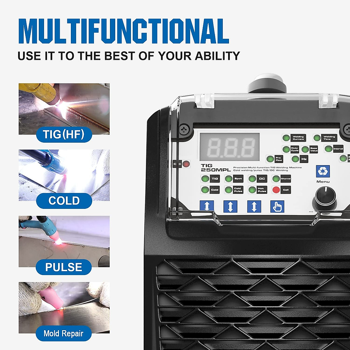 ANDELI TIG Welder MOS Tube Multifunctional Cold Welding Machine with Hot/Cold/TIG Pulse Cold TIG Welding Machine （110/220V） TIG-250MPL