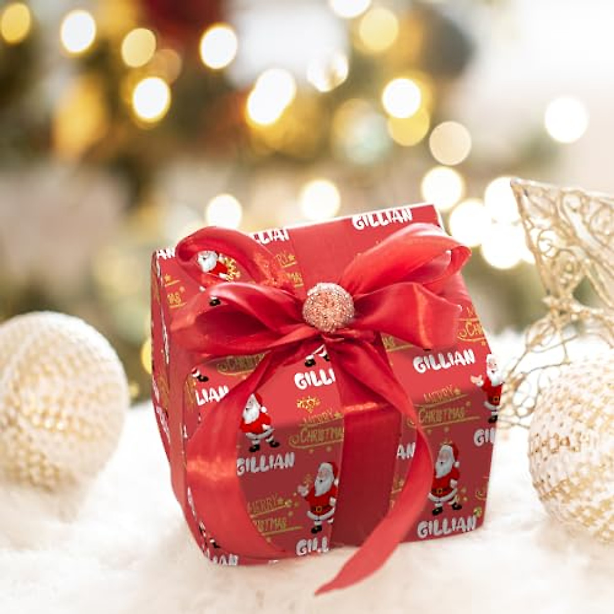 Artsadd Custom Christmas Wrapping Paper Rolls with Name, Personalized Wrapping Paper for Christmas Gifts, Personalized Christmas Wrapping Paper for Merry Christmas