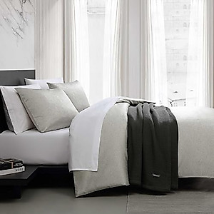 Vera Wang - Queen Duvet Cover Set, Satin Weave Bedding with Matching Shams, Speckled Home Decor, Oeko-Tex Certified (Speckled Satin Weave Taupe, Queen)