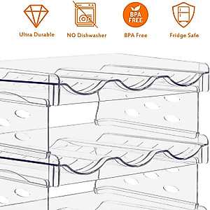 Water Bottle Organizer - 2 Pack Stackable Cup Organizer for Cabinet, Countertop, Pantry and Fridge, Free-Standing Tumbler Kitchen Storage Holder for Wine and Drink Bottles, Clear Plastic