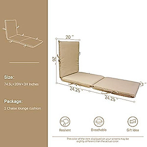 BOSSIMA Indoor Outdoor Lounge Chair Cushions Chaise Bench Seasonal Replacement Cushions Patio Furniture Cushions Coffee