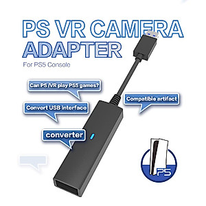 XBERSTAR PS5 Camera Adapter for PSVR/PS5, PS VR Converter Cable Comaptible with Playstation 5 Console (Adapter black)
