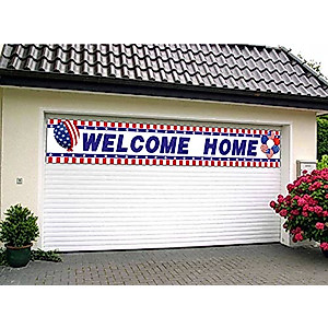 Large Welcome Home Banner, Deployment Homecoming Sign, Military Army Return Home Party Decorations (9.8 x 1.6 ft)