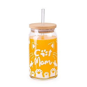 16 Ounce Can Tumbler Glasses,Gifts For Cat Lovers, Cat Owners, Cat Mama, Cat Mom, Fur Mama - Cat Mom Gifts For Women - Cute Funny Gifts For Women, Best Friend, Girlfriend