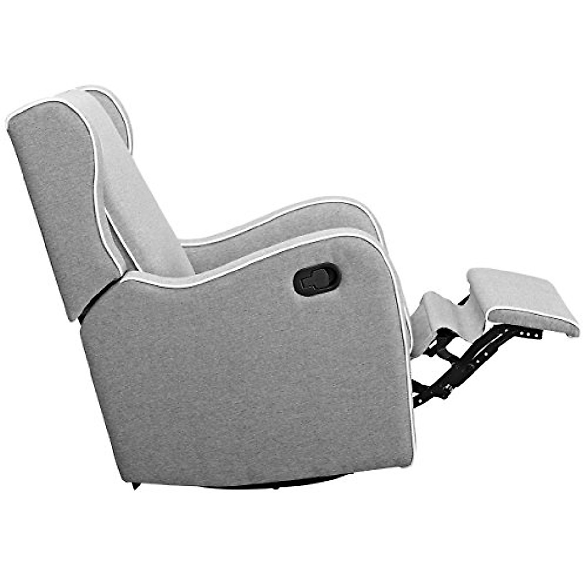 Angel Line Rebecca Upholstered Swivel Gliding Recliner, Gray Linen with White Piping
