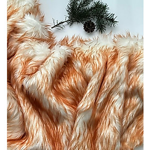 Bianna Candy Amber Orange White Faux Fur Fabric, 60 inches Wide Options and Small Sizes, American Seller, Luxury Shag Shaggy Material for Crafting, Sewing, Costumes (12x12 inches)