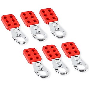 TRADESAFE Lock Out Tag Out Hasp - 1 inch Jaw Diameter Stainless Steel Lockout Hasp, Nylon Handle, Tamper-Proof and Impact-Resistant Loto Hasp, 6 Pack
