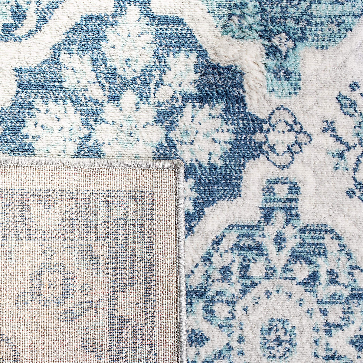 SAFAVIEH Brentwood Collection 2' x 4' Navy / Grey BNT815M Floral Distressed Non-Shedding Living Room Bedroom Accent Rug