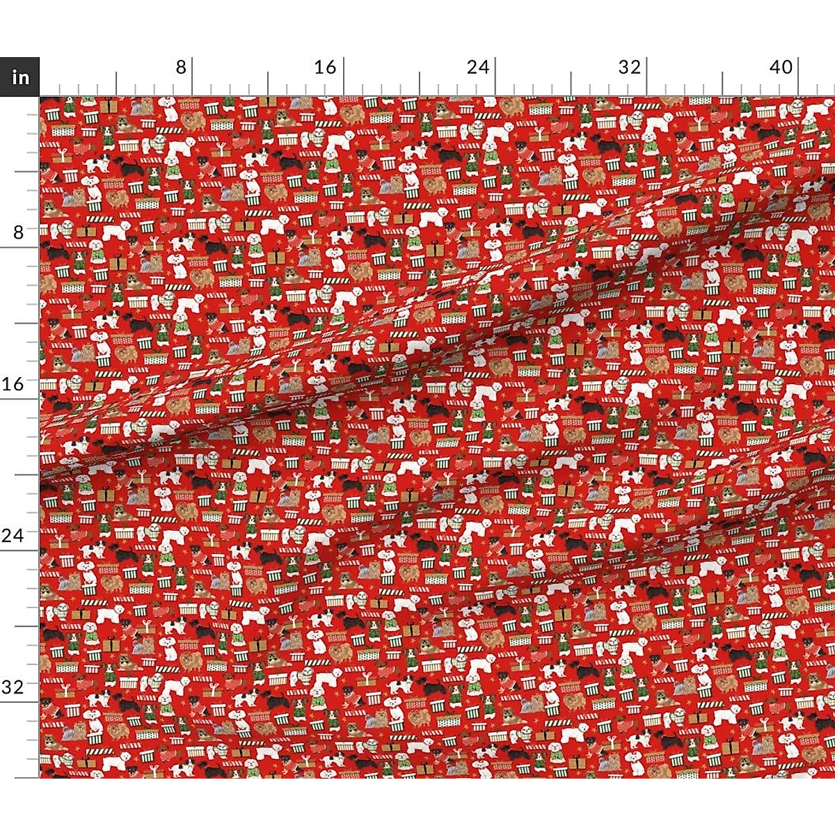 Spoonflower Fabric - Christmas Dogs Cute Breeds Best Printed on Petal Signature Cotton Fabric by The Yard - Sewing Quilting Apparel Crafts Decor