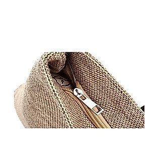 Women Canvas Handbag Cartoon Cat Eat Fish Tote Purse Leisure Hobo Bag for Shopping, Khaki