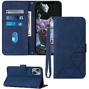 Moment Dextrad for iPhone 13 Wallet Case/iPhone 14 Case Wallet,[Kickstand] [Wrist Strap] [Card Holder Slots] TPU Interior Protective Leather Flip Cover for iPhone 14/13 (Blue)