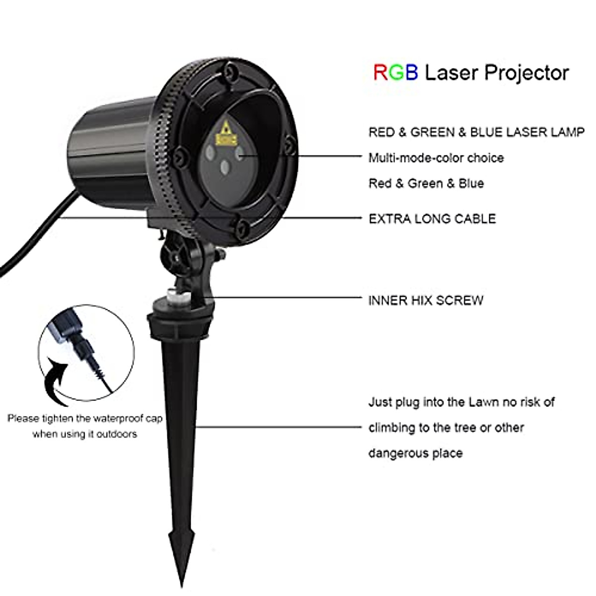 MHAZDZE Christmas Laser Lights Outdoor,Laser Christmas Projector Lights Outdoor with Moving Red and Green and Blue, for Outdoor,Christmas, Holiday