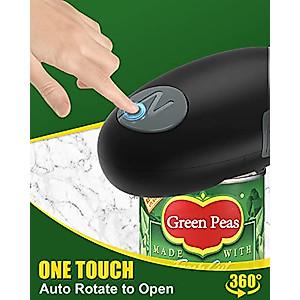 Smooth Edge Food-Safe Electric Can Opener, One-Touch Kitchen Can Opener Opens Almost Most Can Sizes, Good for Senior with Arthritis, Best Gift for Women, Battery Operated and Automatic Can Opener