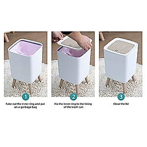Bathroom Trash Can with Lid,2.6 Gallon Modern Office Trash Can for Near Desk Bedroom Garbage Can Waste Basket with Push Top,Nordic Small Trash Bin for Living Room, Toilet, Nursery,Dog Proof Trash Can, White