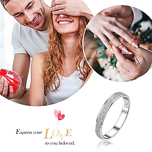 ChicSilver 925 Sterling Silver Sandblast Finish Rings Classic Simple Tarnish Resistant Comfort Fit Wedding Band 3mm Ring Size 10