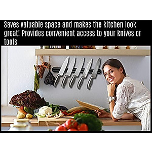 Magnetic Knife Holder For Wall (15 Inch X Set Of 2) Magnetic Knife Strip -Strong Powerful Knife Rack Storage Display Home Organizer -Securely Hang Your Knives On a Multipurpose Kitchen Bar -SUMPRI