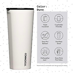Corkcicle Classic Triple Insulated Coffee Mug with Lid, Dune, 24 oz – Stainless Steel Travel Tumbler Keeps Beverages Cold 9+hrs, Hot 3hrs – Cupholder Friendly Travel Coffee Tumbler