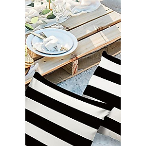 Outdoor Pillows 26x26 Waterproof Outdoor Pillow Covers, Black White Stripes Polyester Throw Pillow Covers Garden Cushion Decorative Case for Patio Couch Decoration Set of 2, Geometric