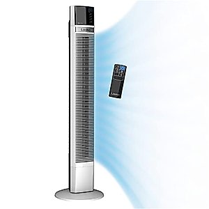Lasko Xtra Air Oscillating Tower Fan, 4 Speeds, Nighttime Setting, Timer and Remote Control, 48", Silver, T48337, Large