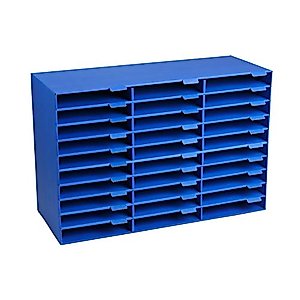 Adir File Sorter Literature Organizer - Mail Vinyl Craft Paper Storage Holder Corrugated Cardboard for Office, Classrooms, and Mailrooms Organization (30 Slots, Blue)