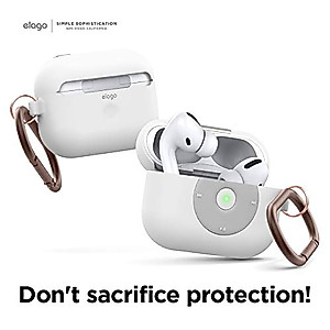 elago AW6 Case Compatible with AirPods Pro Case Cover, Retro Classic Music Player Design Case with Keychain, Durable Silicone, Classic Design [US Patent Registered] (White)