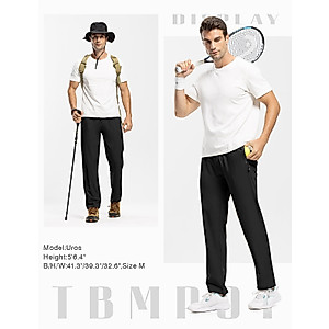 TBMPOY Men's Travel Hiking Pants Lightweight Athletic Pant Quick Dry Windbreaker Fishing Running Active Jogger Black M