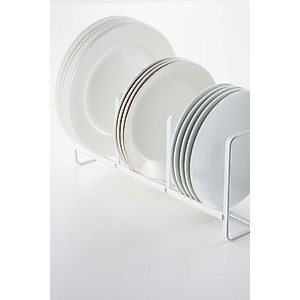 Yamazaki 2964 Home Tower Dish Organizer-Storage Rack Wide for Kitchen Cabinets, White, Large