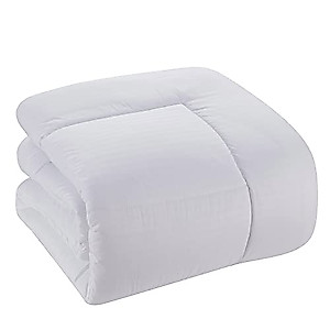 Queen Comforter Set 8 Piece Bed in a Bag with Bed Skirt, Fitted Sheet, Flat Sheet, 2 Pillowcases, 2 Pillow Shams, Queen, Dobby White